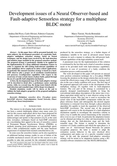 Pdf Development Issues Of A Neural Observer Based And Fault Adaptive Sensorless Strategy For A