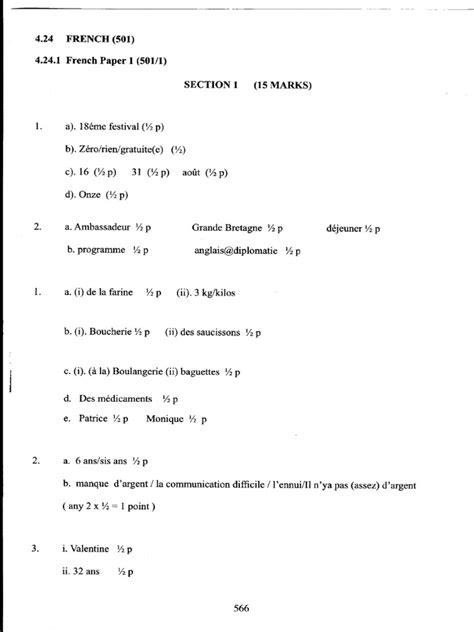 2015 Kcse French Pp1 Pp2 Ms Pdf