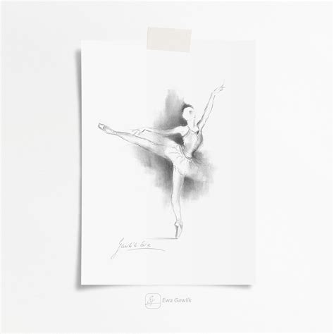 Print Of Ballerina Print Of Sketch Print Of Drawing Graphite Ballerina Ballet Dancer