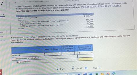 Project Y Requires A 350 000 Investment For New