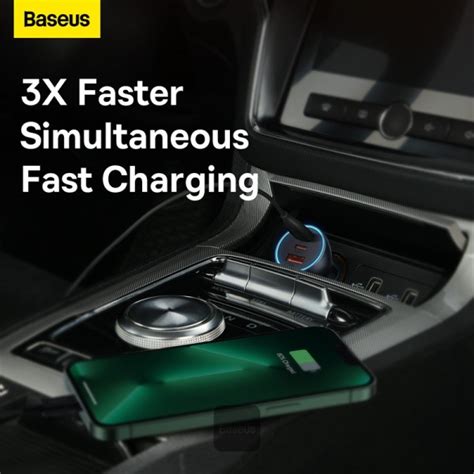Baseus Golden Contactor Pro Usb A Car Charger X Usb C W Dark Gray Baseus