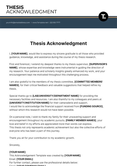 Free Thesis Acknowledgment Template Edit Online And Download