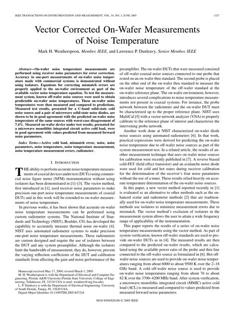 Pdf Vector Corrected On Wafer Measurements Of Noise Temperature
