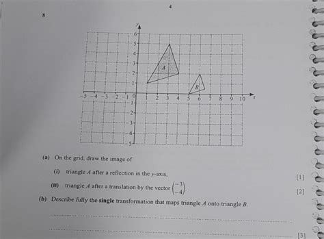 Solved A On The Grid Draw The Image Of I Triangle A