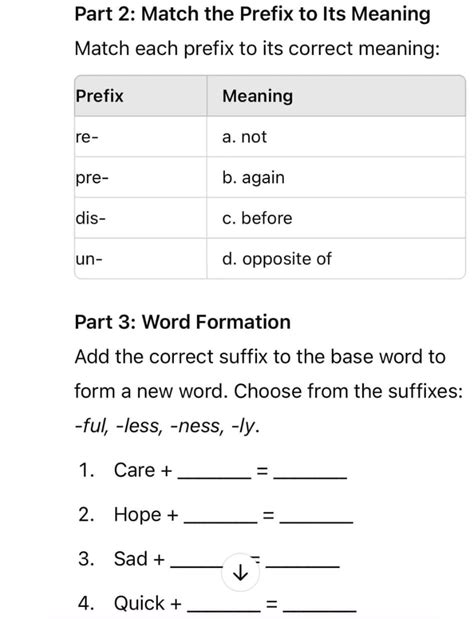 Part 2 Match The Prefix To Its Meaning Match Studyx