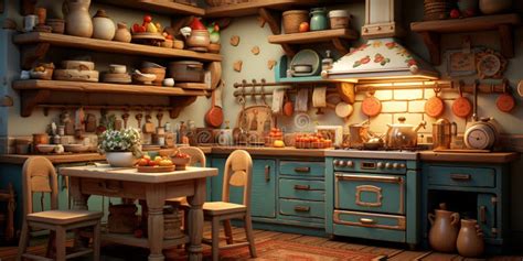 Cute Tiny Mouse And Tiny Mouse House Kitchen Stock Illustration Illustration Of Estate Home