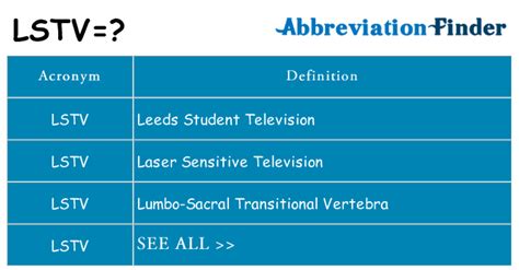 What Does Lstv Mean Lstv Definitions Abbreviation Finder