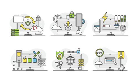 노트북 사용자 정의 세트 컴퓨터 수리 서비스 유지 보수 기술 지원 개념 벡터 일러스트 레이 션 개발에 대한 스톡 벡터 아트 및 기타 이미지 Istock