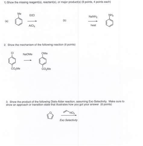Solved 1 Show The Missing Reagent S Reactant S Or Major Chegg Com