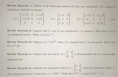 Solved Review Exercise Which Of The Following Matrices Chegg Com