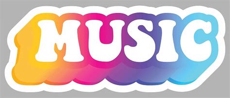 음악 간단한 배경에 격리 된 다채로운 텍스트 문구 스티커 인쇄 할 준비가 되었습니다 트렌디 한 그래픽 디자인 요소 60 년대 펑키 스타일의 복고풍 글꼴 서예 벡터 Eps