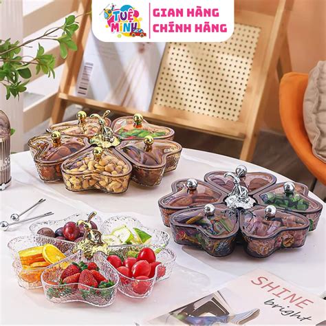 Cny Candy Tray With 5 Luxurious Wave Shaped Heart Shaped Compartments