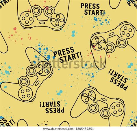 vector seamless pattern joysticks gamepad illustration stock vector royalty free 1805459851