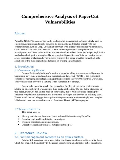 Comprehensive Analysis Of Papercut Vulnerabilities Pdf Security