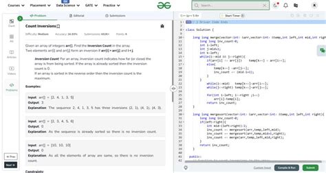 Dsa Geeksforgeeks Countinversions 100daysofcode Codingchallenge Kunj Shah