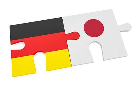 독일 일본 파트너십 개념 독일 깃발 및 일본 국기 퍼즐 조각 3d 그림을 흰색 배경에 고립 3차원 형태에 대한 스톡 사진 및 기타 이미지 Istock