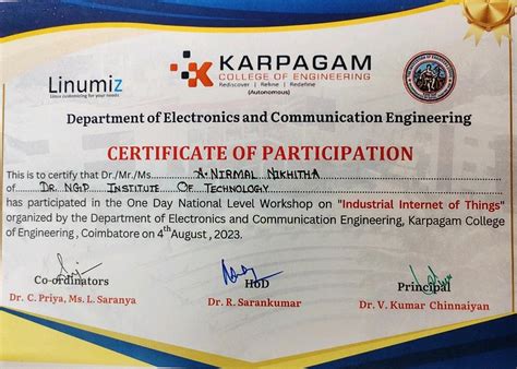 Nirmal Nikhitha A On Linkedin Iiot Nationallevelworkshop