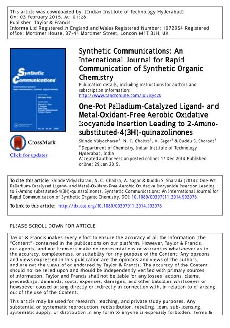 Pdf Cheminform Abstract One Pot Palladium Catalyzed Ligand And Metal Oxidant Free Aerobic