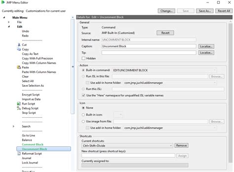 Keyboard Shortcut To Comment Code In Script Editor Jmp User Community