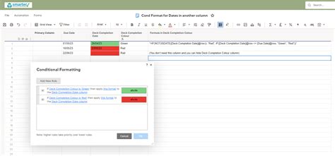 Conditional Formatting For Dates In Another Column — Smartsheet Community