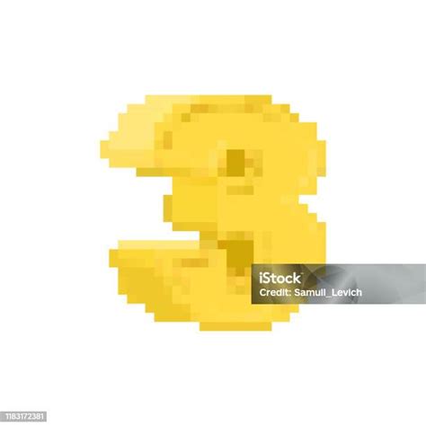 3 숫자 픽셀 아트 만화 글꼴 8 비트 세 숫자 어린이 알파벳 픽셀화 벡터 일러스트레이션 0명에 대한 스톡 벡터 아트 및 기타 이미지 Istock