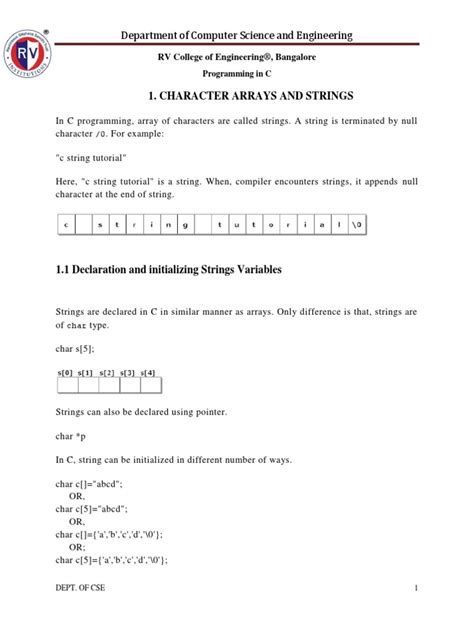 Character Arrays And Strings Department Of Computer Science And