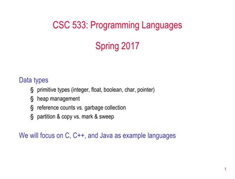 Ppt Csc 533 Programming Languages Spring 2017 Powerpoint