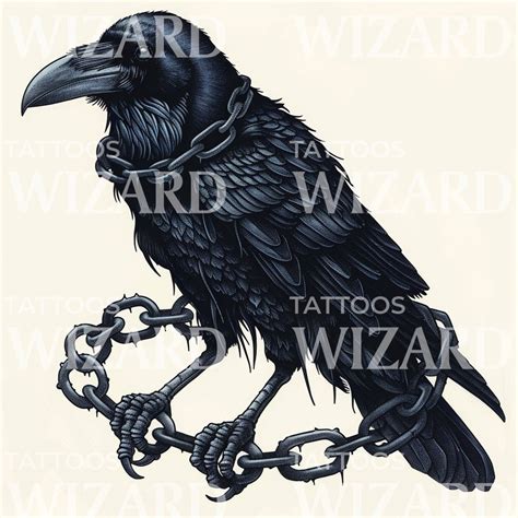 Chained Raven With Dripping Effect Tattoo Design Tattoos Wizard Designs