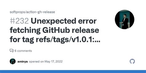 unexpected error fetching github release for tag refs tags v1 0 1
