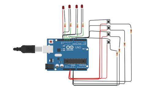 Circuit Design Led Pushbutton Tinkercad