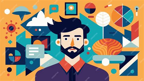 Premium Vector A Man Surrounded By A Collection Of Abstract Artworks Representing The