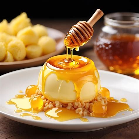Premium Photo Yellow Gourmet Dessert With Honey Freshness Closeup