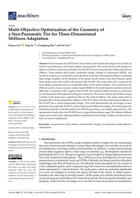 pdf multi objective optimization of the geometry of a non pneumatic