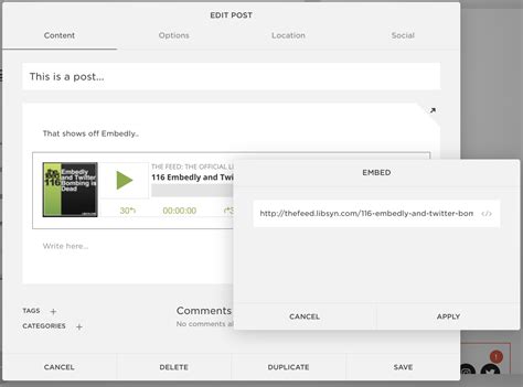 Embedding The Player On Squarespace Using Embedly Libsyn