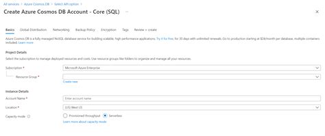 Creating An Azure Search Service Instance For Azure Cosmos Db