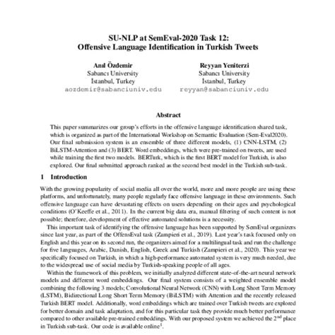 Su Nlp At Semeval 2020 Task 12 Offensive Language Identification In