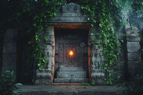 A Hidden Jungle Temple 3d Background Room With Overgrown Vines Creeping