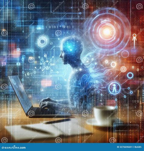 Abstract Ai Accelerating Workflow For Office Workers Futuristic Depictions Of Artificial