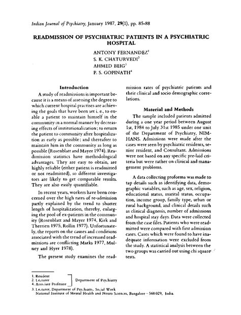 Pdf Readmission Of Psychiatric Patients In A Psychiatric Hospital