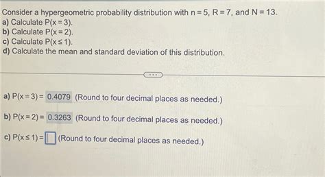 Solved Consider A Hypergeometric Probability Distribution