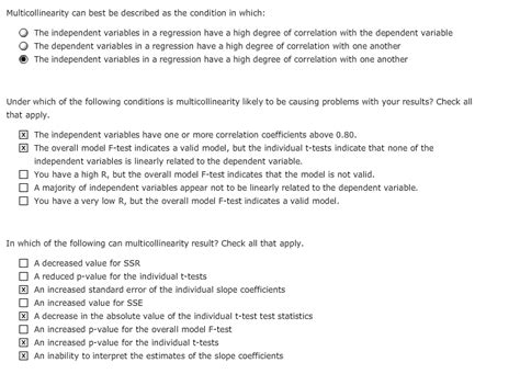 Solved Multicollinearity Can Best Be Described As The