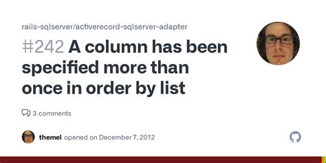 A Column Has Been Specified More Than Once In Order By List · Issue