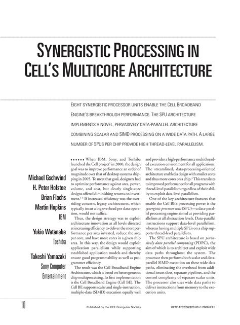 Synergistic Processing In Cells Multicore Architecture Pdf