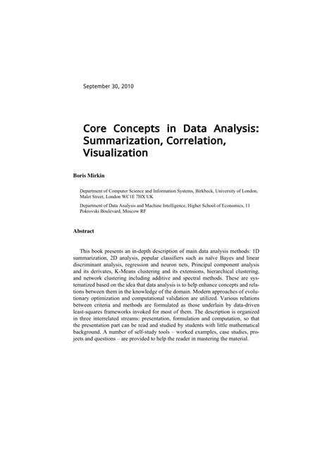 PDF Core Concepts In Data Analysis Summarization Correlation And Visualization