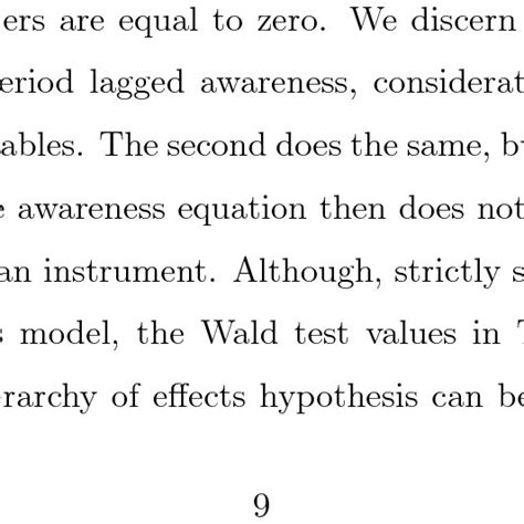 Displays The Wald Test Values For The Joint Hypothesis That The Download Table
