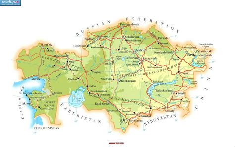 карты Карта Казахстана англ Казахстан Туристический портал Svali Ru