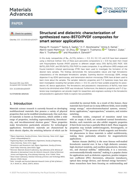 Pdf Structural And Dielectric Characterization Of Synthesized Nano Bstopvdf Composites For