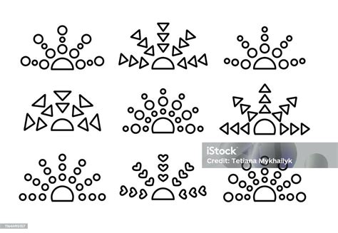 블랙 Amp 화이트 일출 및 일몰 기호 컬렉션입니다 가는 선 아이콘 세트입니다 아침 저녁 햇빛 표지판 벡터 일러스트레이션 개체 그룹에 대한 스톡 벡터 아트 및 기타 이미지