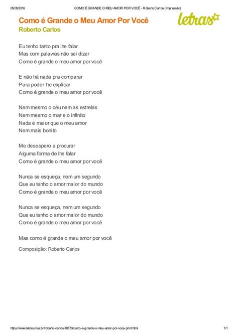 Como é Grande O Meu Amor Por Você Roberto Carlos Impressão