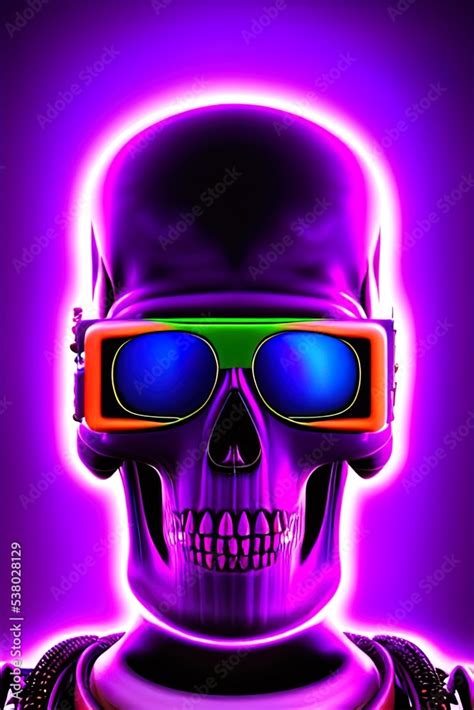 Skull Avatar Illustration In Cyberpunk Style Stock Illustration Adobe Stock